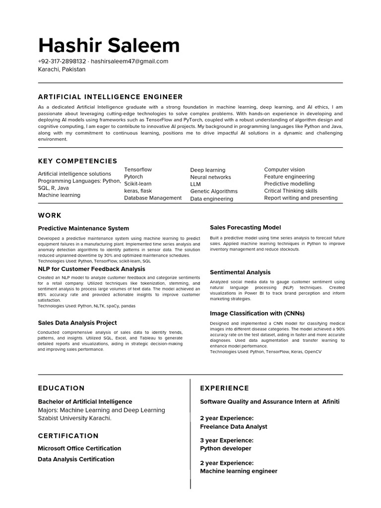Hashir Saleem | PDF | Artificial Intelligence | Intelligence (AI) & Semantics