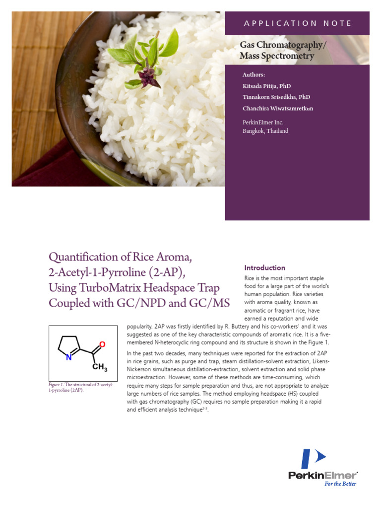 APP - 013275 - 01 Quantification of Rice Aroma Application Note | PDF ...