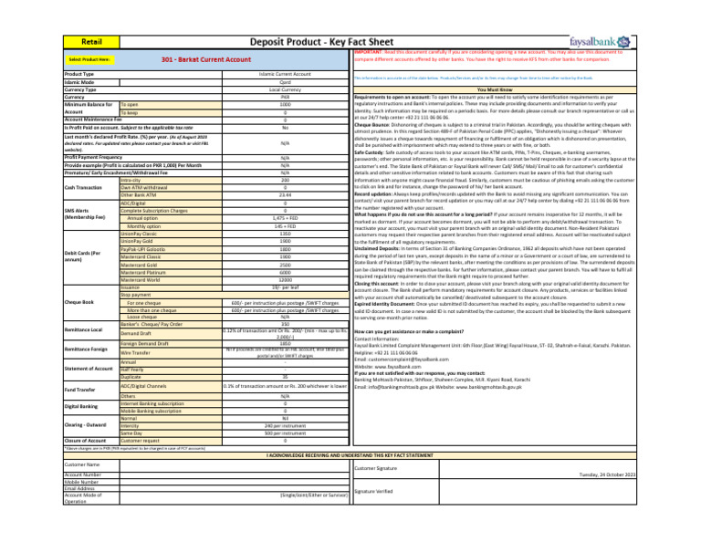 Islamic Current Account Key Facts | PDF | Banks | Cheque