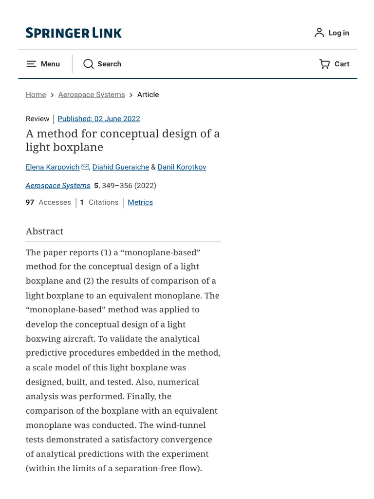 A Method For Conceptual Design of A Light Boxplane - SpringerLink | PDF ...