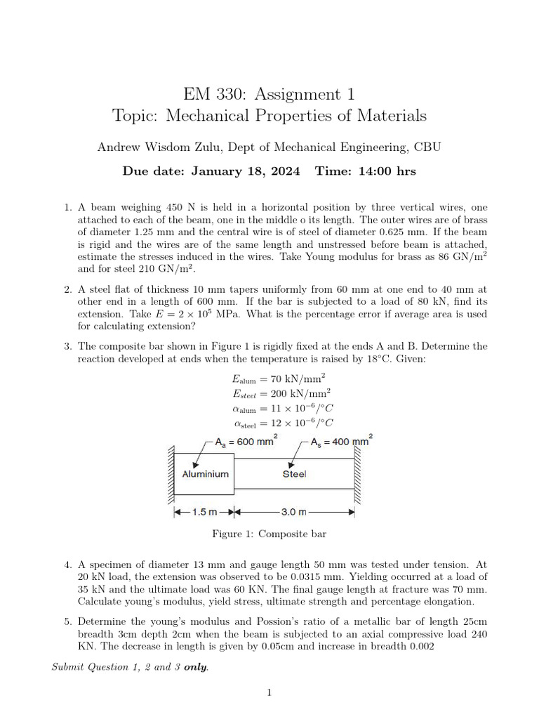 EM 330 Assignment 1 | PDF