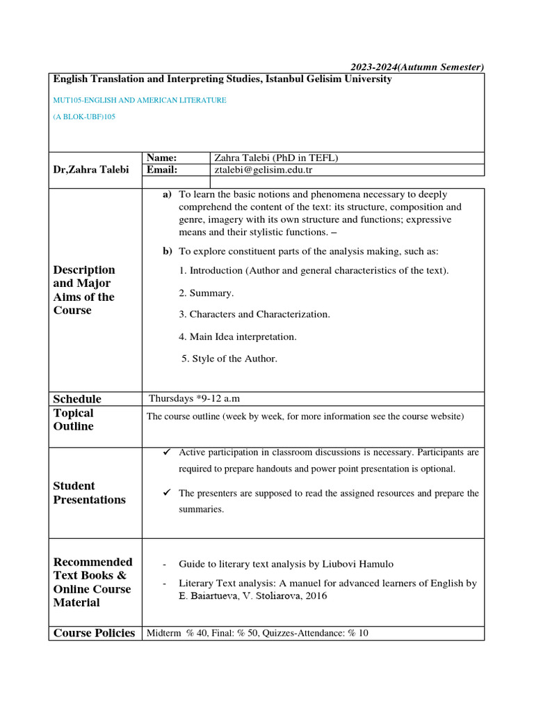 English and American Literature | PDF | Educational Technology | Human Communication
