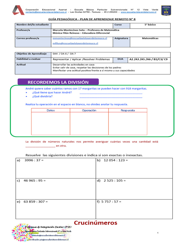 PR8 5º Año | PDF | Matemáticas