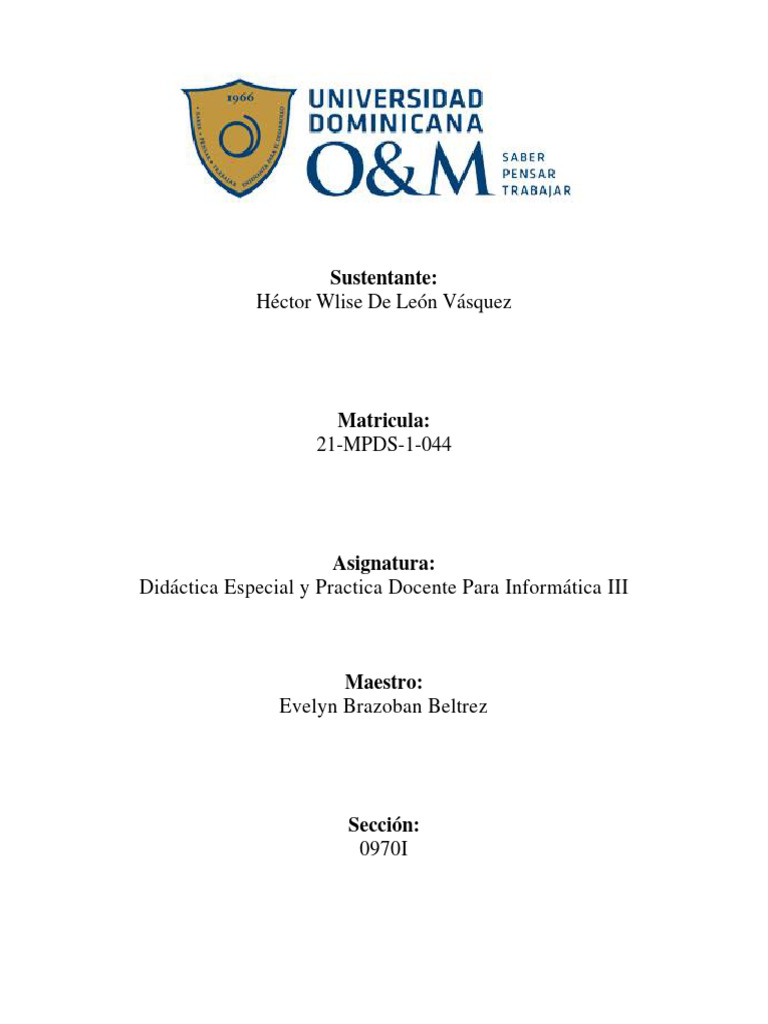 Didáctica Especial y Practica Docente para Informática III (Tecnologia Emergente) | PDF ...