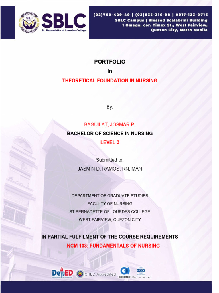 Portfolio in NCM 103 Funda of Nursing | PDF | Medical Specialties | Clinical Medicine