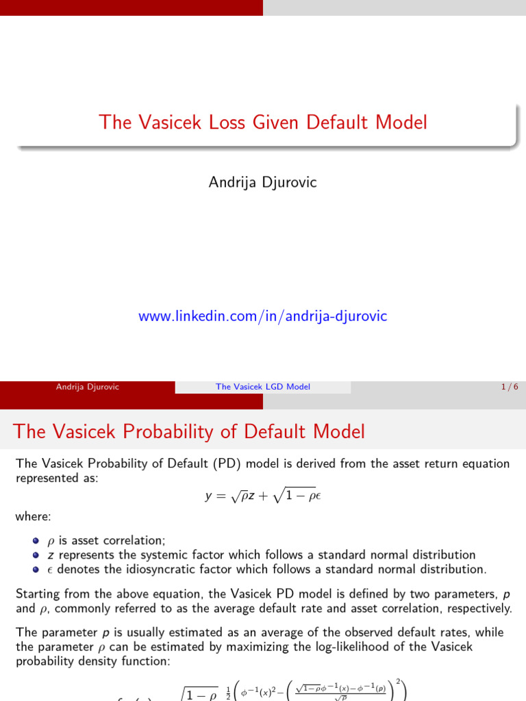 The Vasicek LGD Model 1720304491 | PDF | Normal Distribution ...
