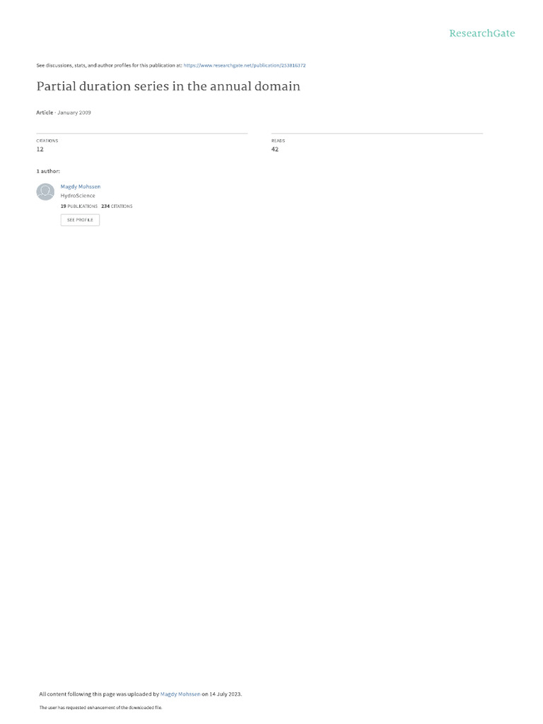 Partial Duration Series - Mohssen | PDF | Estimator | Poisson Distribution