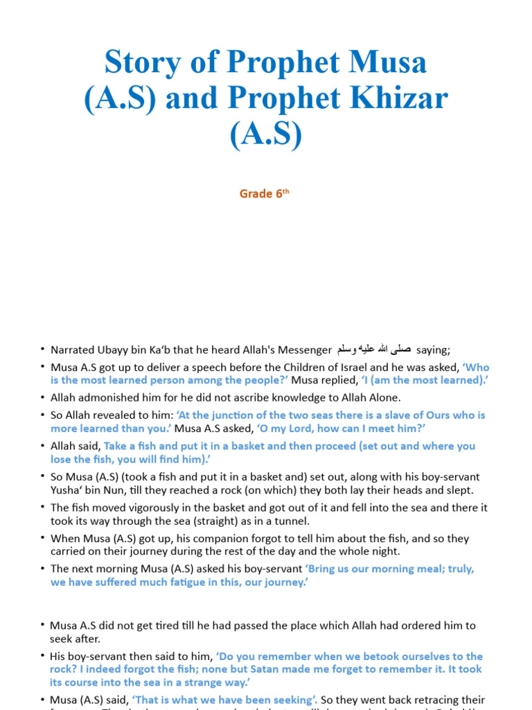 Hazrat Musa's (A.S) Encounter With Prophet Khizar A.S | PDF | Moses In ...