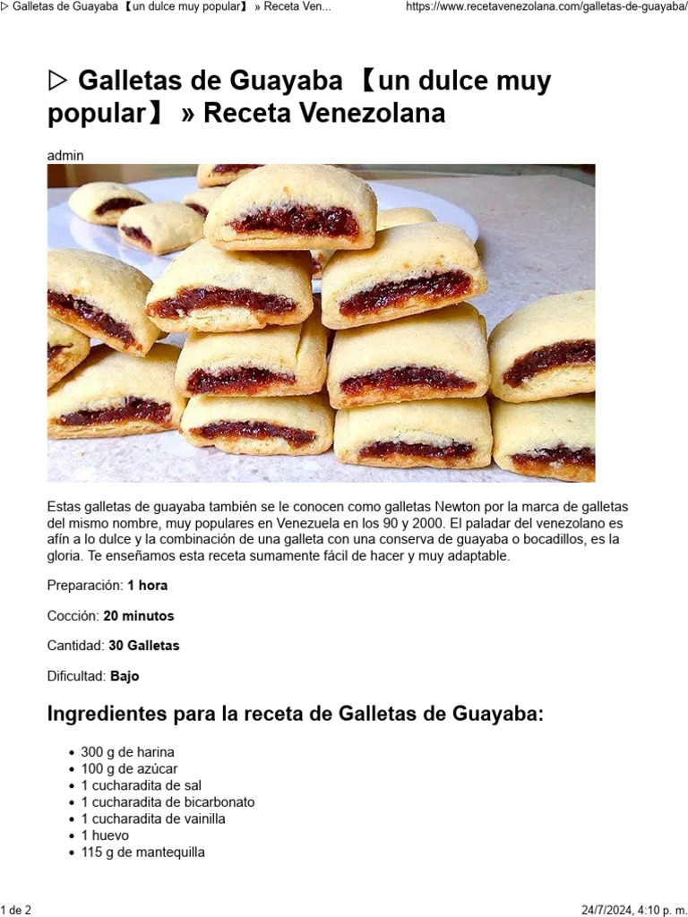 Galletas de Guayaba 【un dulce muy popular】 » Receta Venezolana | PDF ...