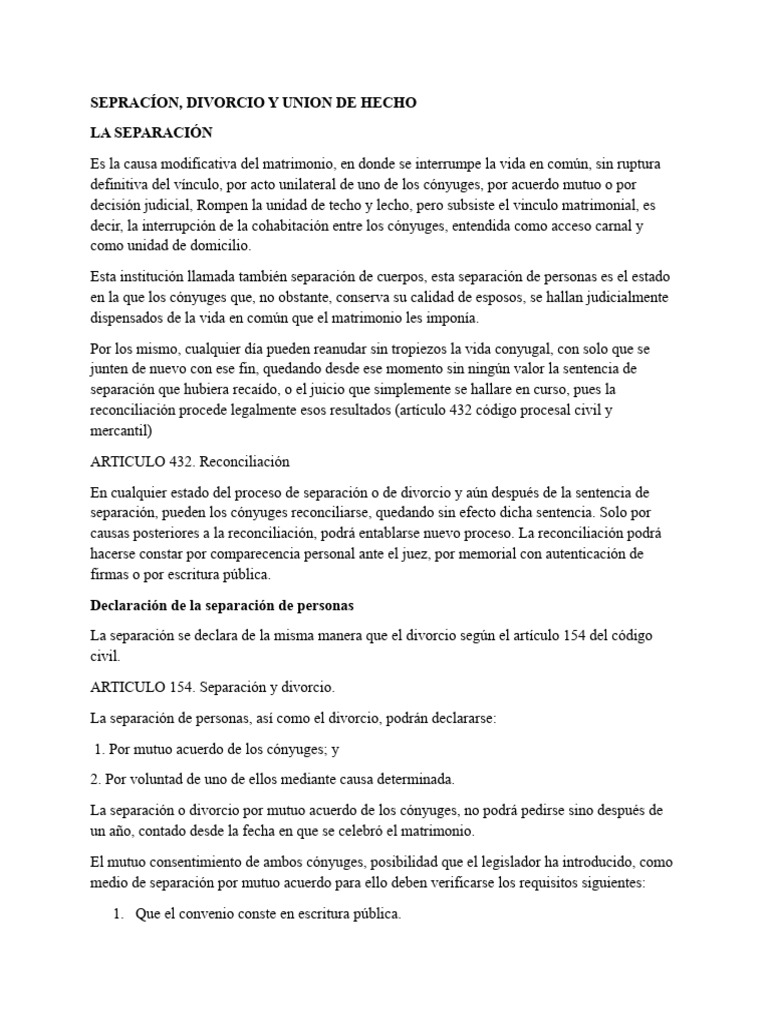 Sepracíon y Divorcio | PDF | Divorcio | Asociación doméstica