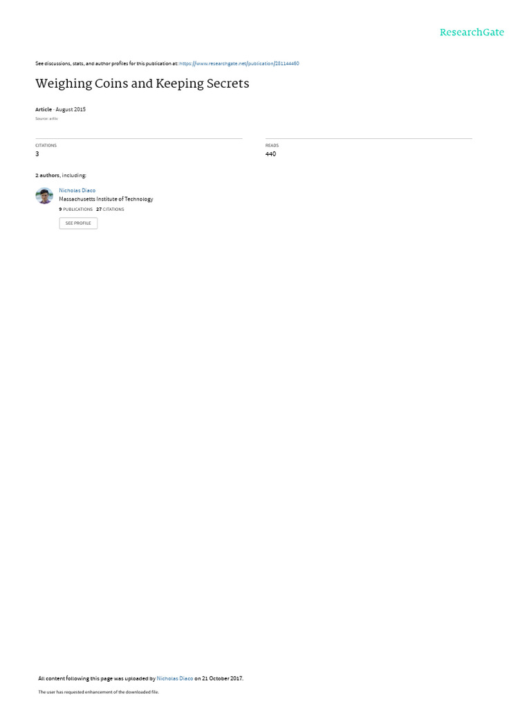 Weighing Coins and Keeping Secrets | PDF | Mathematics | Algebra