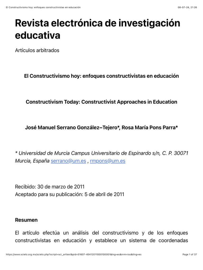 El Constructivismo Hoy - Enfoques Constructivistas en Educación | PDF | Constructivismo ...