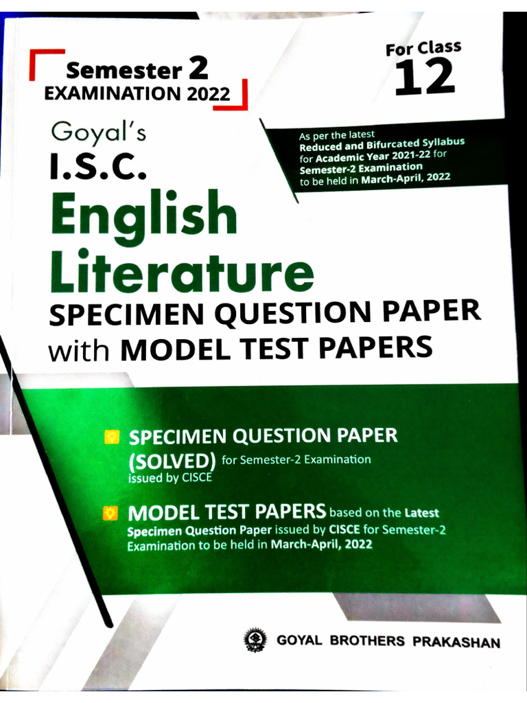 ISC Goyal Brothers English Literature Book | PDF