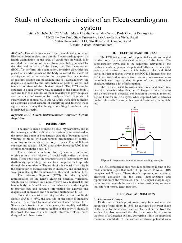 Study of Electronic Circuits of An Electrocardiogram System | PDF ...
