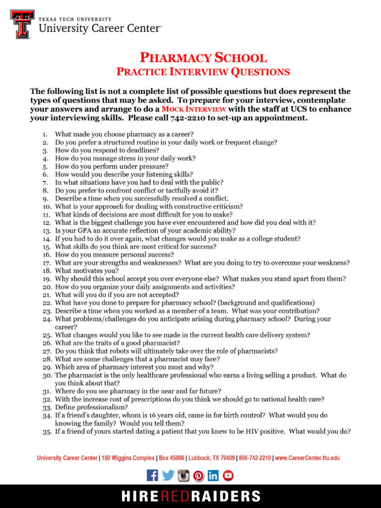 Pharmacy School Questions Pdf