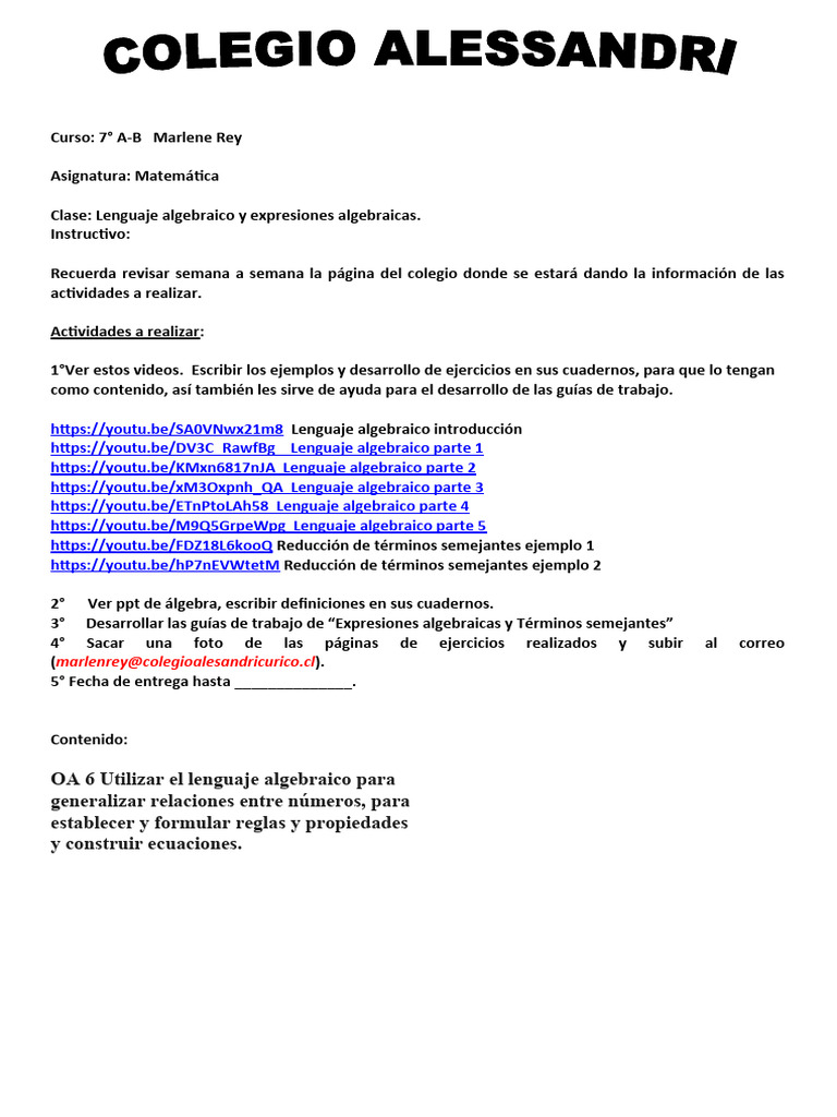 7 Basico Matematica Guía 4 Pdf Matemáticas álgebra