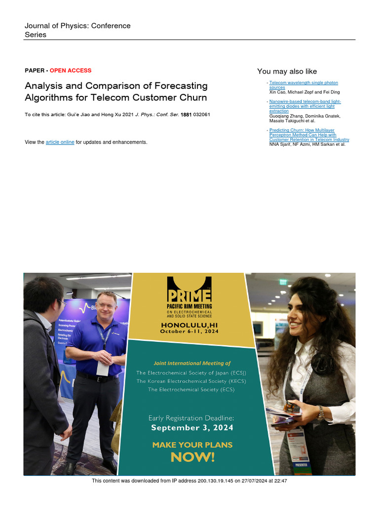 Analysis and Comparison of Forecasting Algorithms For Telecom Customer ...