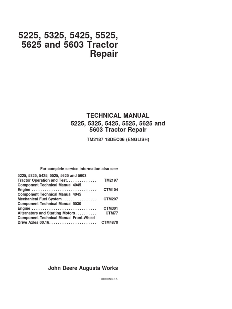 5225, 5325, 5425 and 5525 Tractor R-TM2187 | PDF | Waste | Asbestos