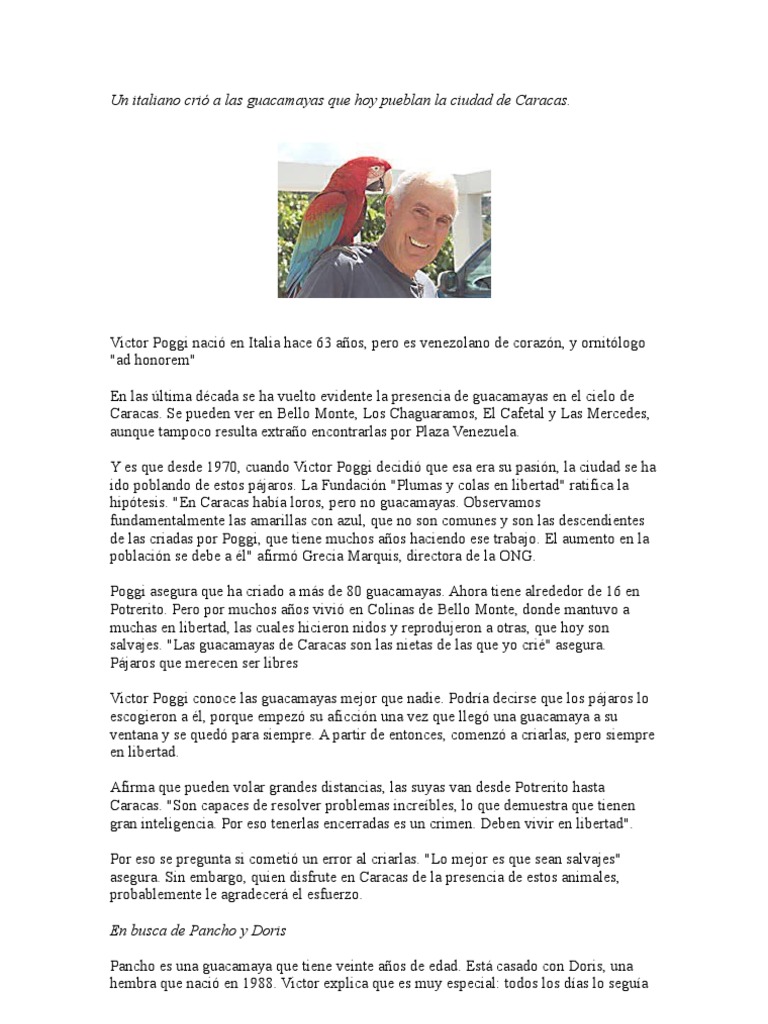 Victor Poggi y las guacamayas de Caracas | PDF | Libros para adolescentes