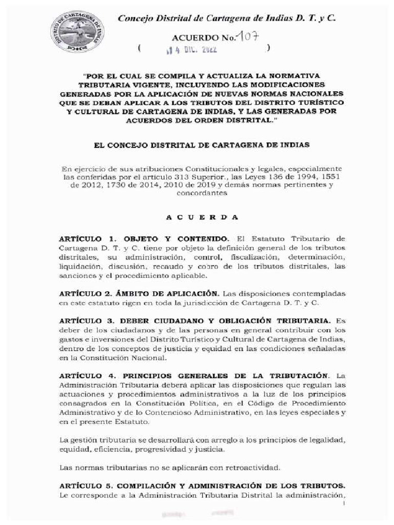 Acuerdo 107 de 2022 | PDF