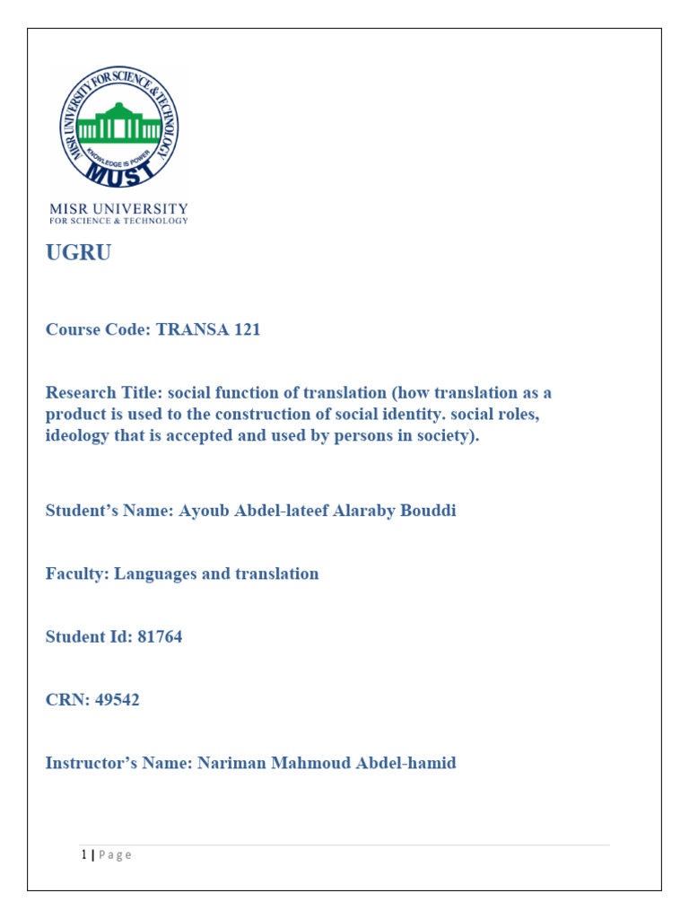 Social Functions of Translation Explained | PDF | Translations ...