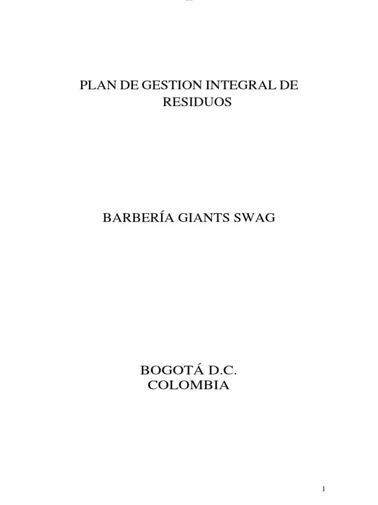 Plan Gestion Integral Residuos Swag | PDF | Residuos | Lavado de manos