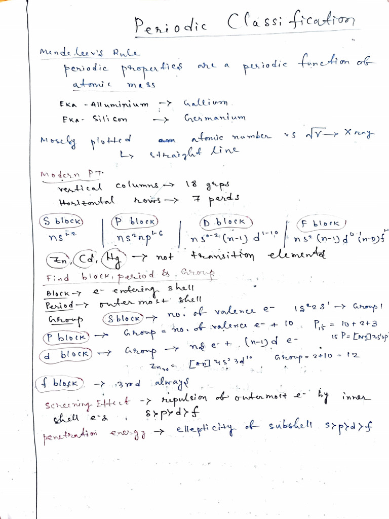 Periodic Classification of Elements Short Note | PDF