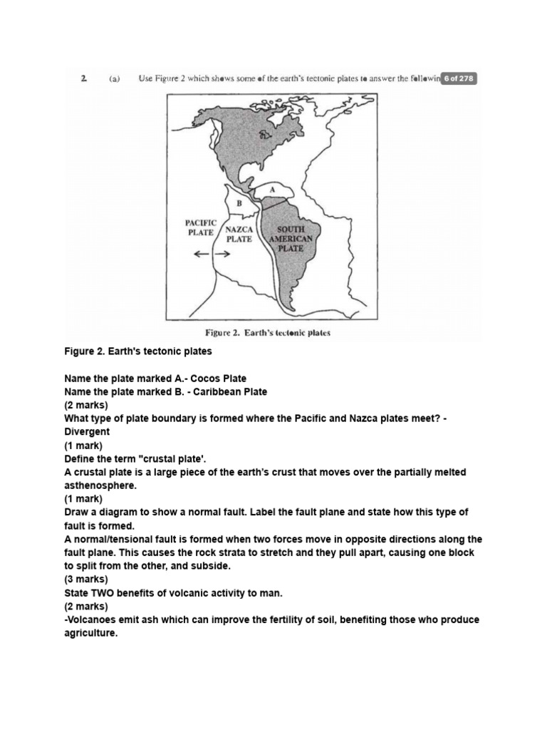 Geography Past Paper Questions | PDF | Plate Tectonics | Volcano