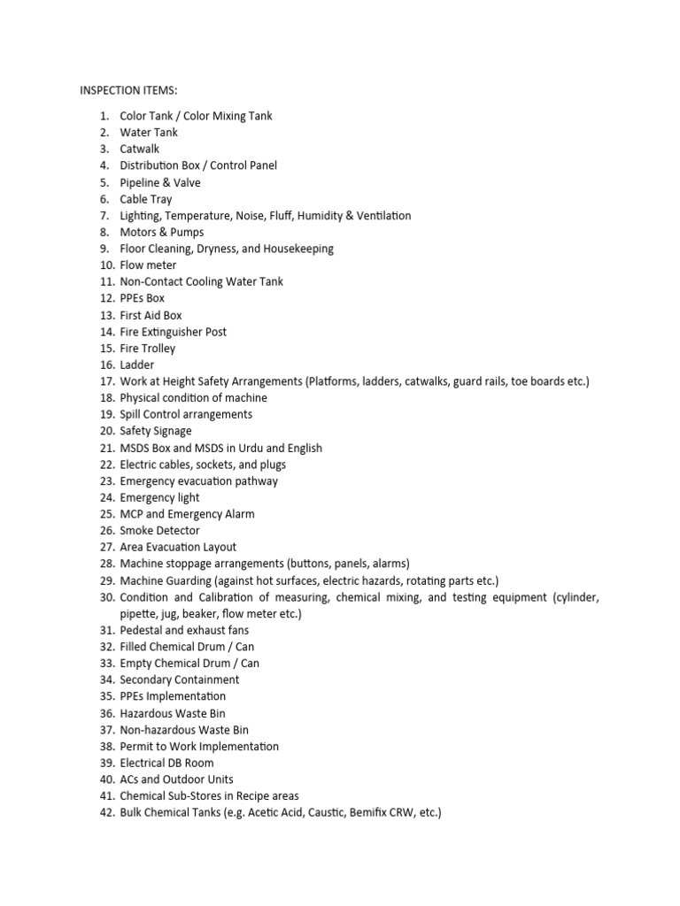 Inspection Items | PDF