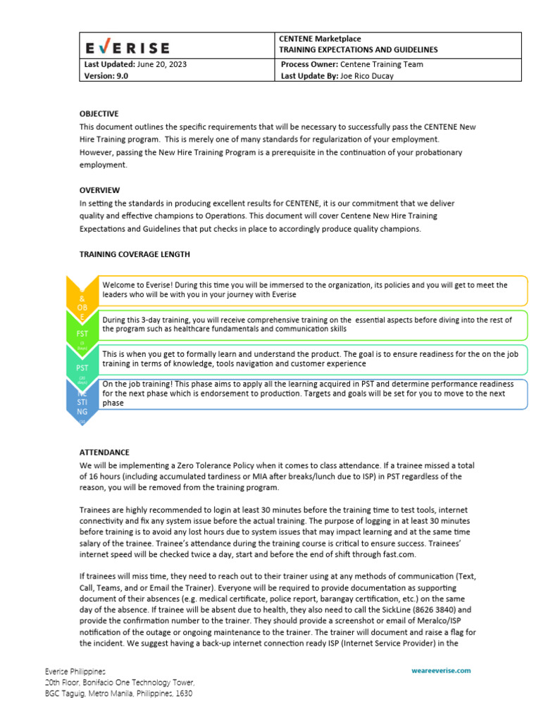 Centene New Hire Training Guidelines | PDF | Employment | Internet