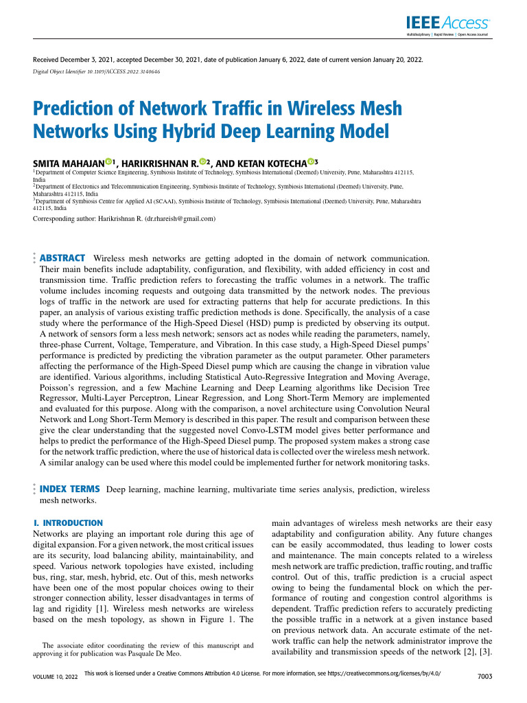 Prediction of Network Traffic in Wireless Mesh Networks Using Hybrid Deep Learning Model | PDF ...