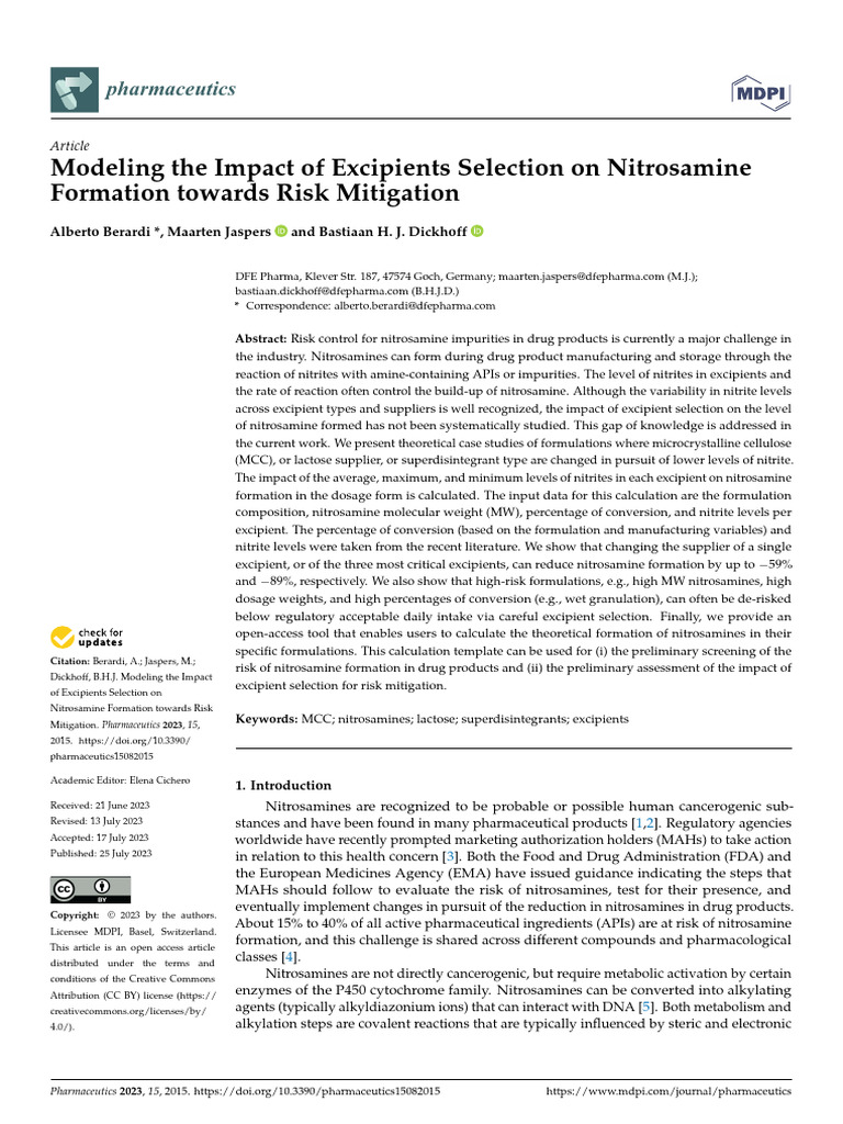 Excipient Selection - Risk Reduction | PDF | Tablet (Pharmacy ...