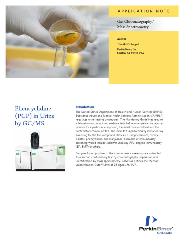 APP - Phencyclidine PCP in Urine by GCMS - 009818A - 01 | PDF | Gas ...