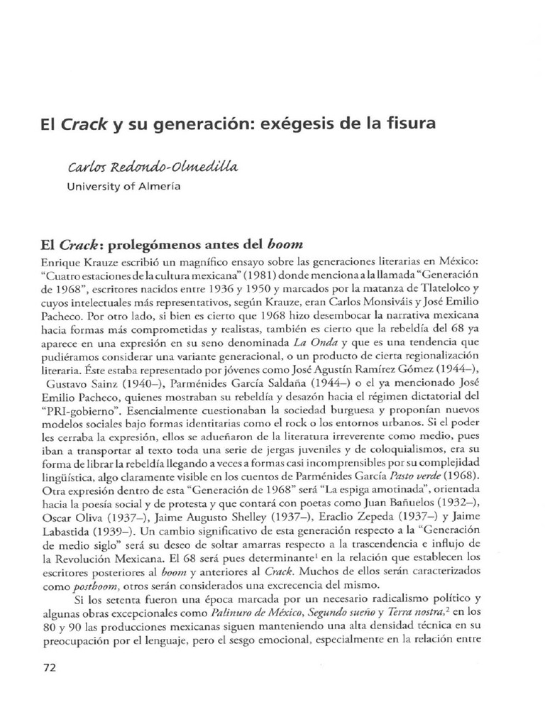 El Crack y Su Generacin Exeges | PDF