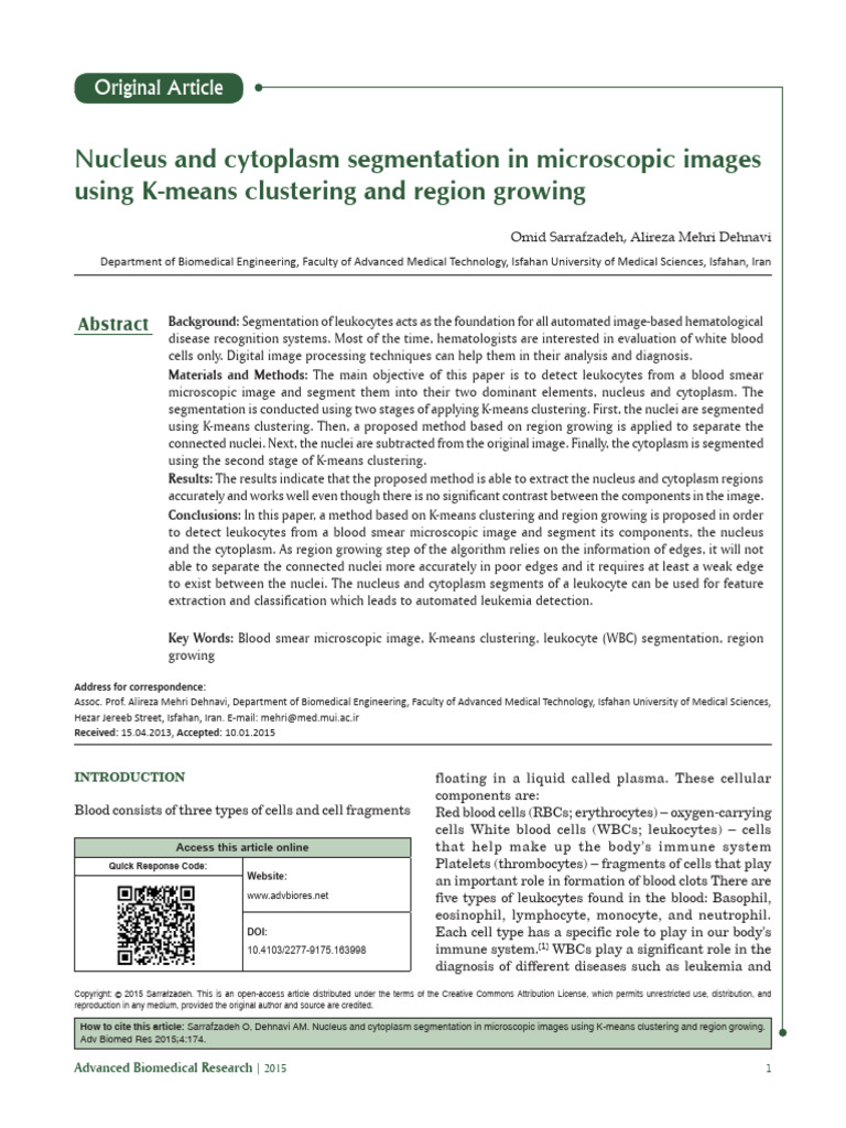 Nucleus and Cytoplasm Segmentation in Microscopic Images Using K Means ... Nucleus and Cytoplasm Segmentation in Microscopic Images Using K Means ...