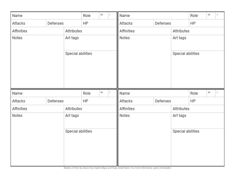 NPC Cards (Fillable) | PDF