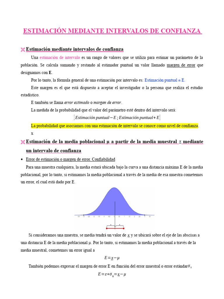 Reumen L3-M1 - Estimación Mediante Intervalos de Confianza | PDF | Teoría de la estimación ...