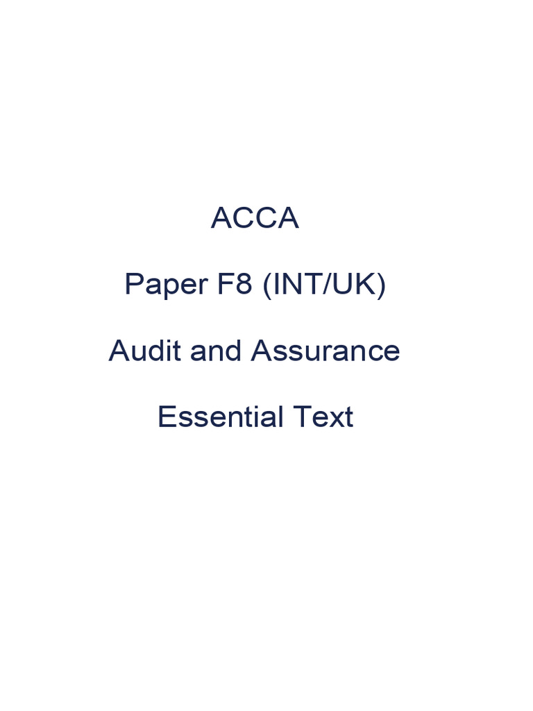ACCA F8 Essential Text 2012 | PDF | Audit | Financial Audit