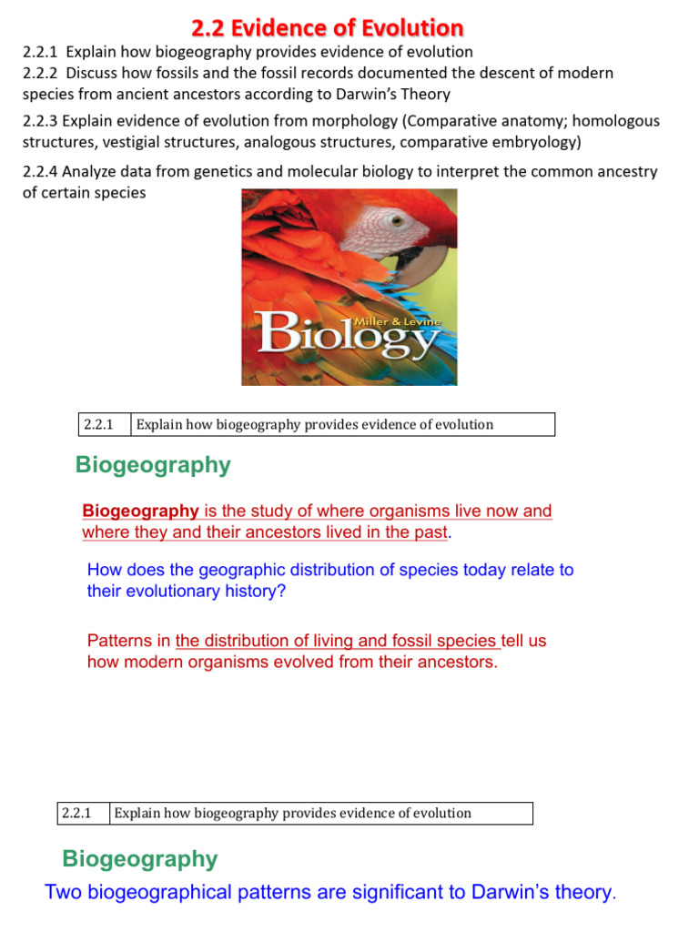 2.2 Evidence of Evolution | PDF | Homology (Biology) | Evolution
