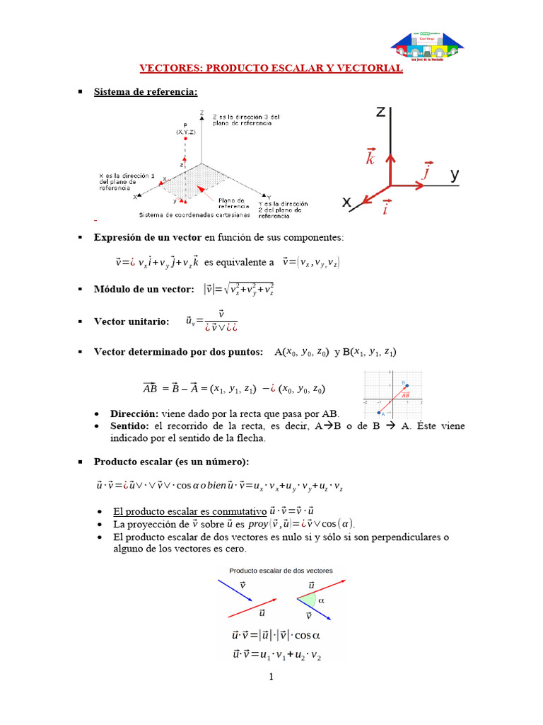 Vectores - Producto Escalar y Vectorial | PDF | Vector Euclidiano | Matemáticas