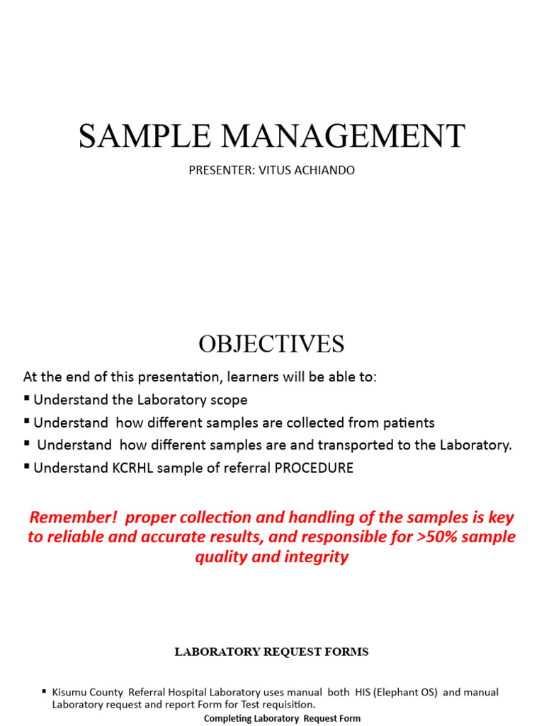 Sample Management | PDF | Blood Plasma | Polymerase Chain Reaction