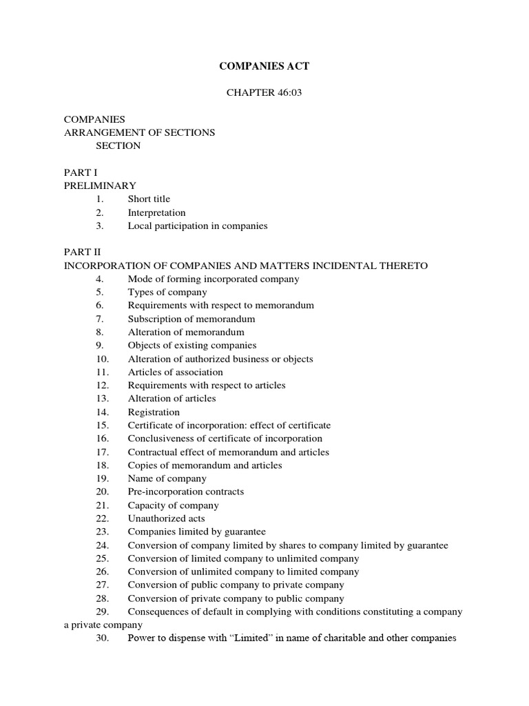 Companies Act Overview and Sections | PDF | Liquidation | Private Law
