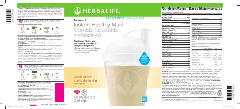 2795 Formula1 Instant VanillaDream Canister Label US | PDF | Compuestos ...