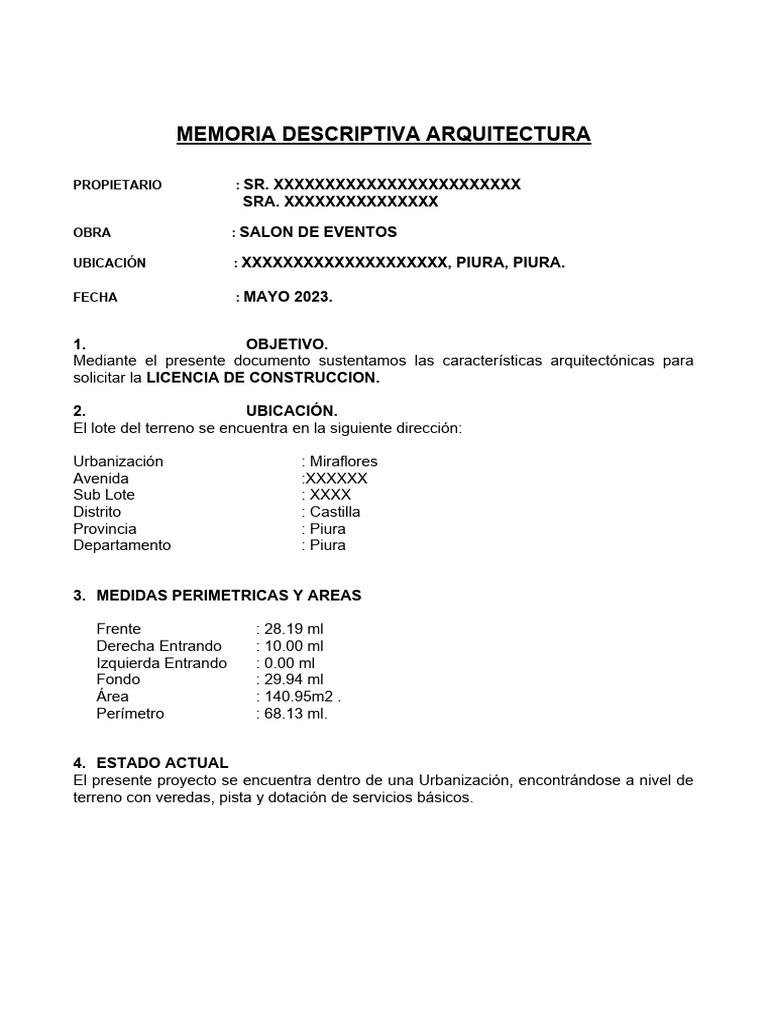 Memoria Descriptiva Arquitectura | PDF | Arte