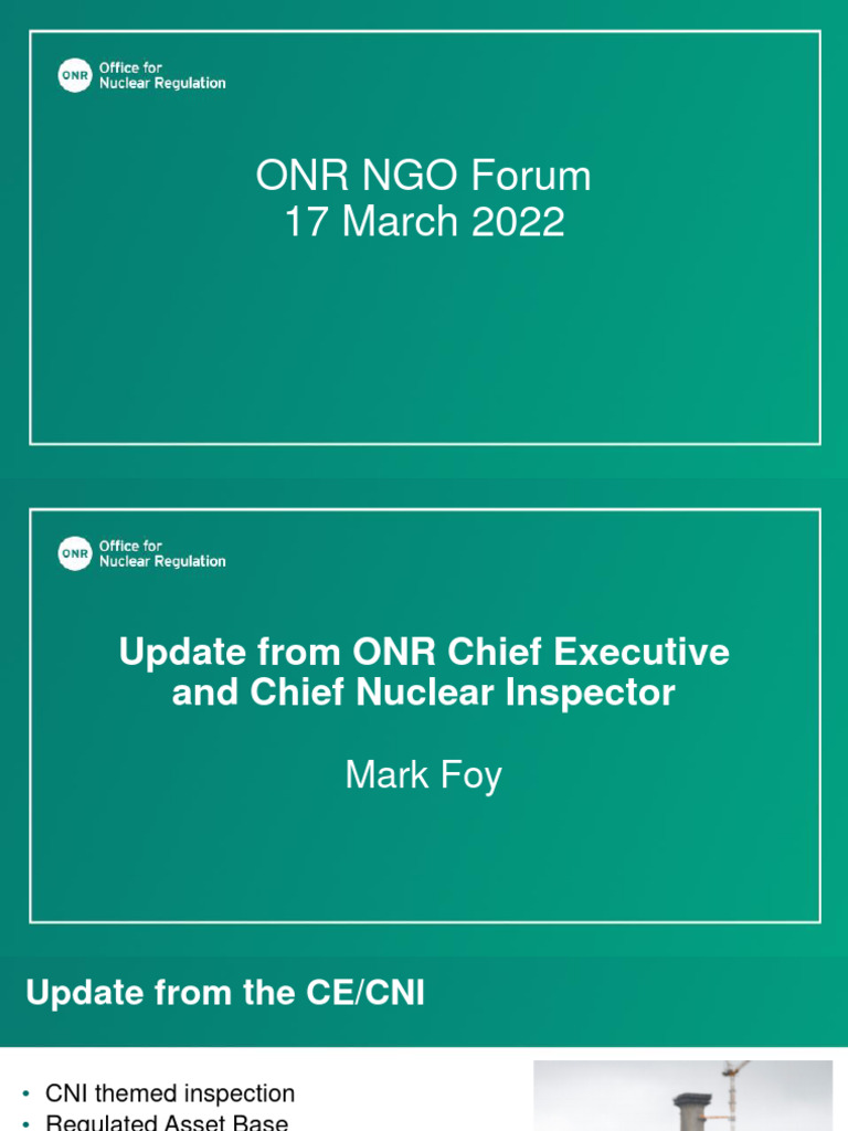 ONR NGO Forum Update: March 2022 | PDF | Nuclear Energy | Nuclear ...