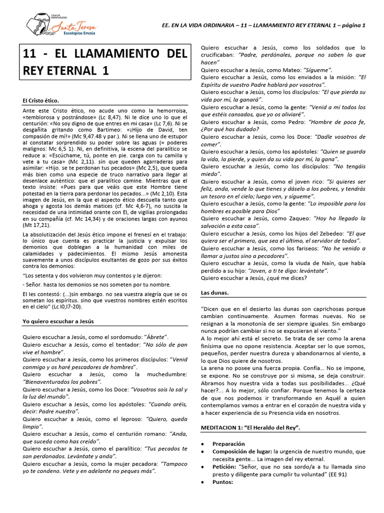 11 - El Llamamiento Del Rey Eternal 1 | PDF | Jesús | orador del Señor
