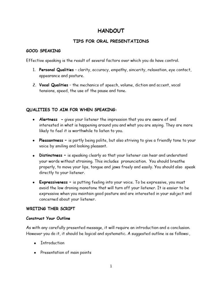 Tips For Oral Presentations (2014) - Handout | PDF | Jokes | Cognition