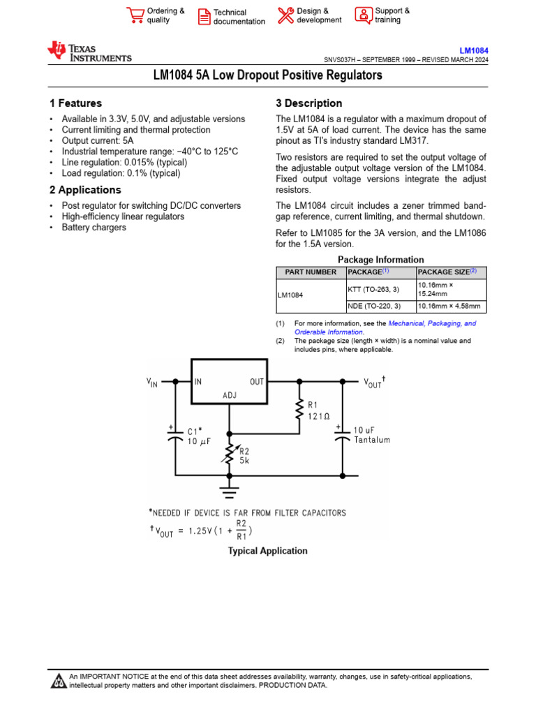 LM 1084 | PDF | Capacitor | Electrostatic Discharge