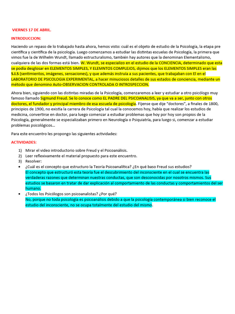 CLASE Psicologia Viernes 17 de Abril Enciso Ana Carla | PDF | Sicología ...