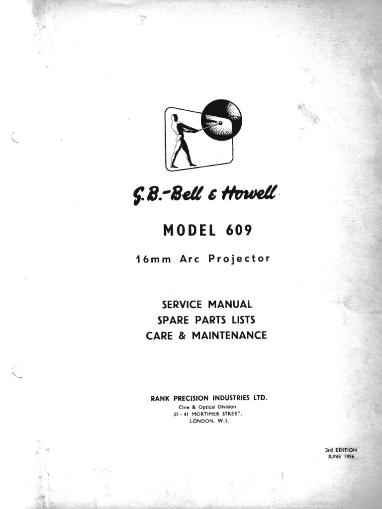 G.B. Bell & Howell Model 609 Projector Manual | PDF | Screw | Bearing ...